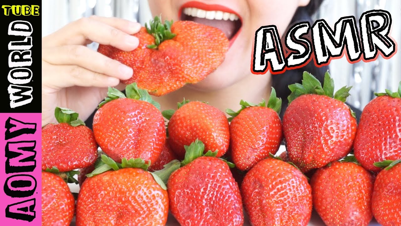 GIANT STRAWBERRIES ASMR FRUIT PLATTER | 딸기 イチゴ Juicy Eating Sounds ...