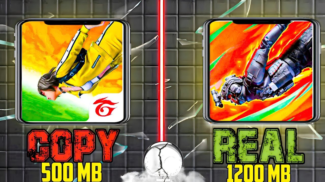 FREE FIRE COPY GAME 500MB VS FREE FIRE REAL GAME 1200MB - YouTube
