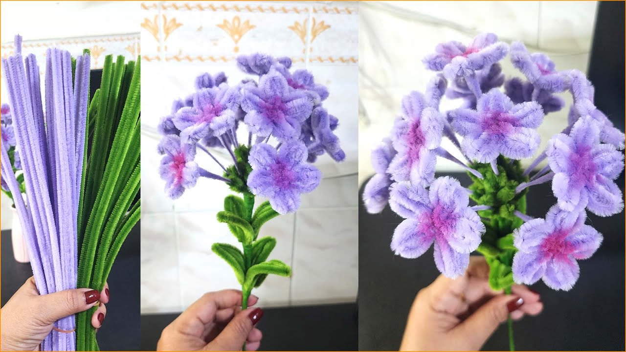DIY | How to make a Hydrangea flower with pipe cleaner | Tutorial for ...