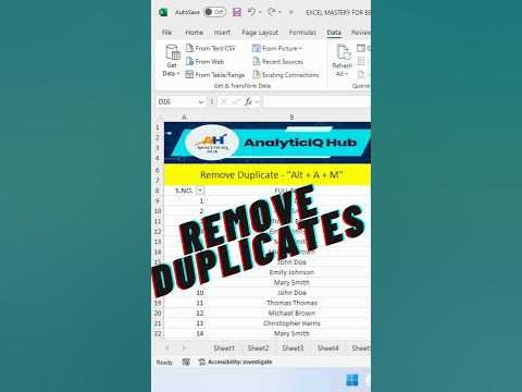 Remove Duplicate shortcut in Excel #shorts #excel #exceltips #exceltricks #excelshortcuts - YouTube