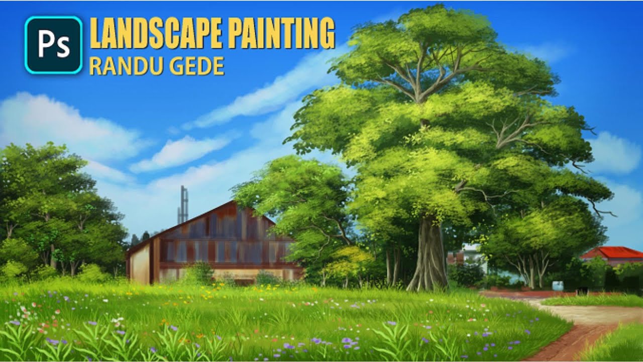 DIGITAL PAINTING /LANDSCAPE/adobe photoshop Tutorial/RANDU GEDE - YouTube