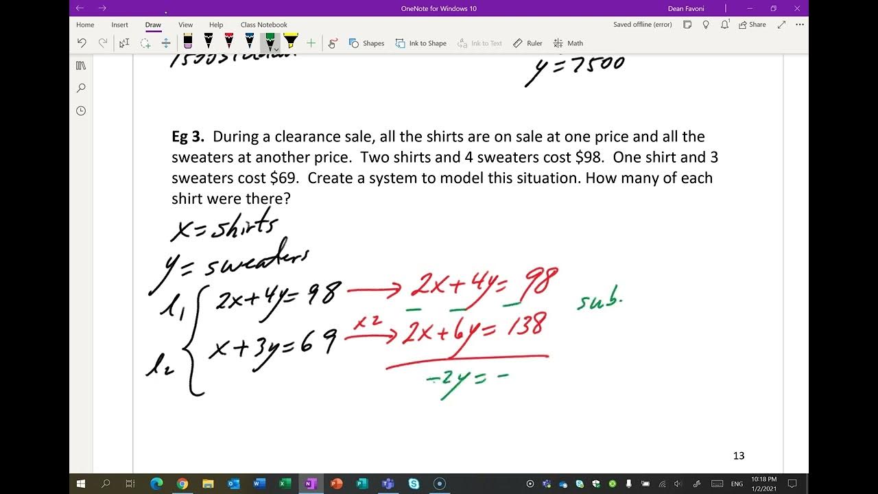 MAPC20S Systems of Linear Equations Lesson 5 - YouTube