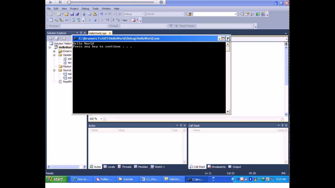 Microsoft C Tutorial Hello World Program Youtube