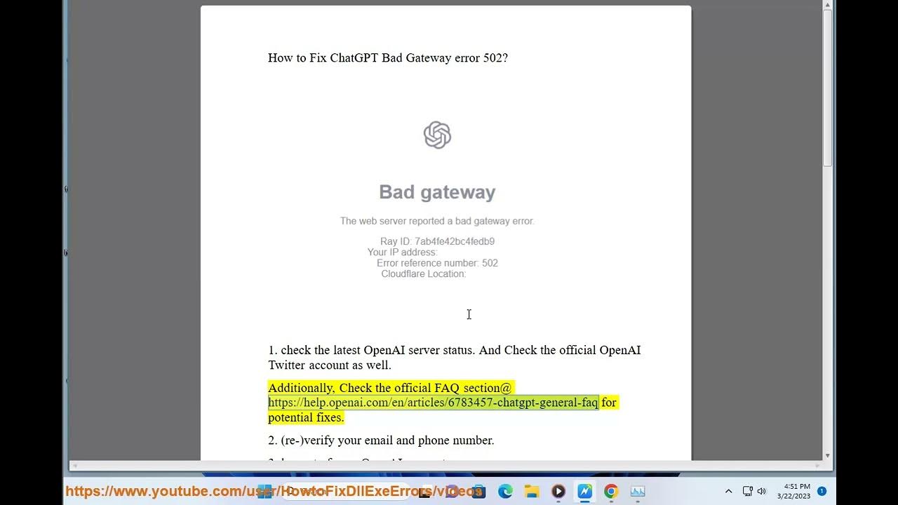 Fix ChatGPT Bad Gateway error 502 - YouTube