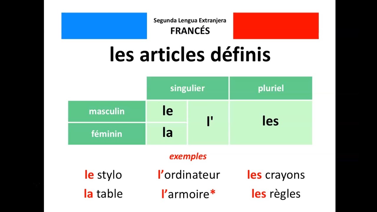 🇫🇷 Les articles définis / 🇪🇸 Los artículos determinados - YouTube