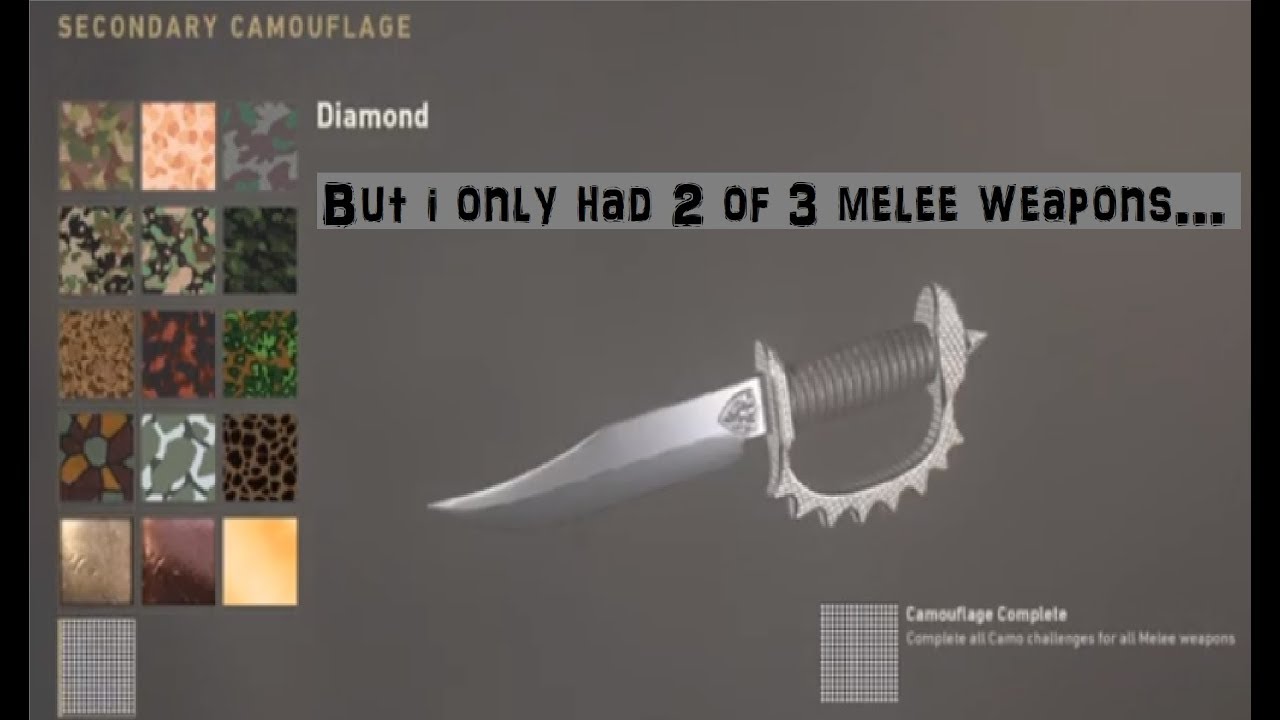 Cod WW2 : Diamond camo unlocked -For all melee weapons- (But i only ...