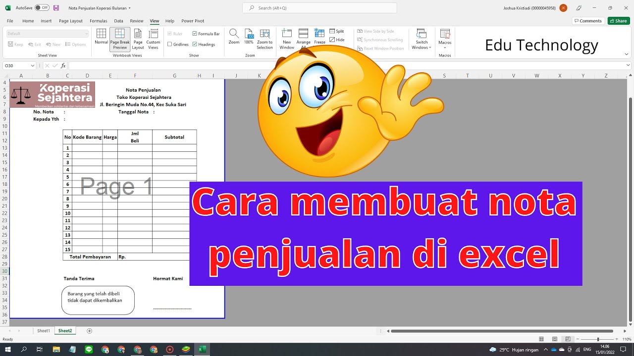 Cara Mudah Membuat Nota Penjualan Toko Koperasi Di Excel Otomatis - EDU ...