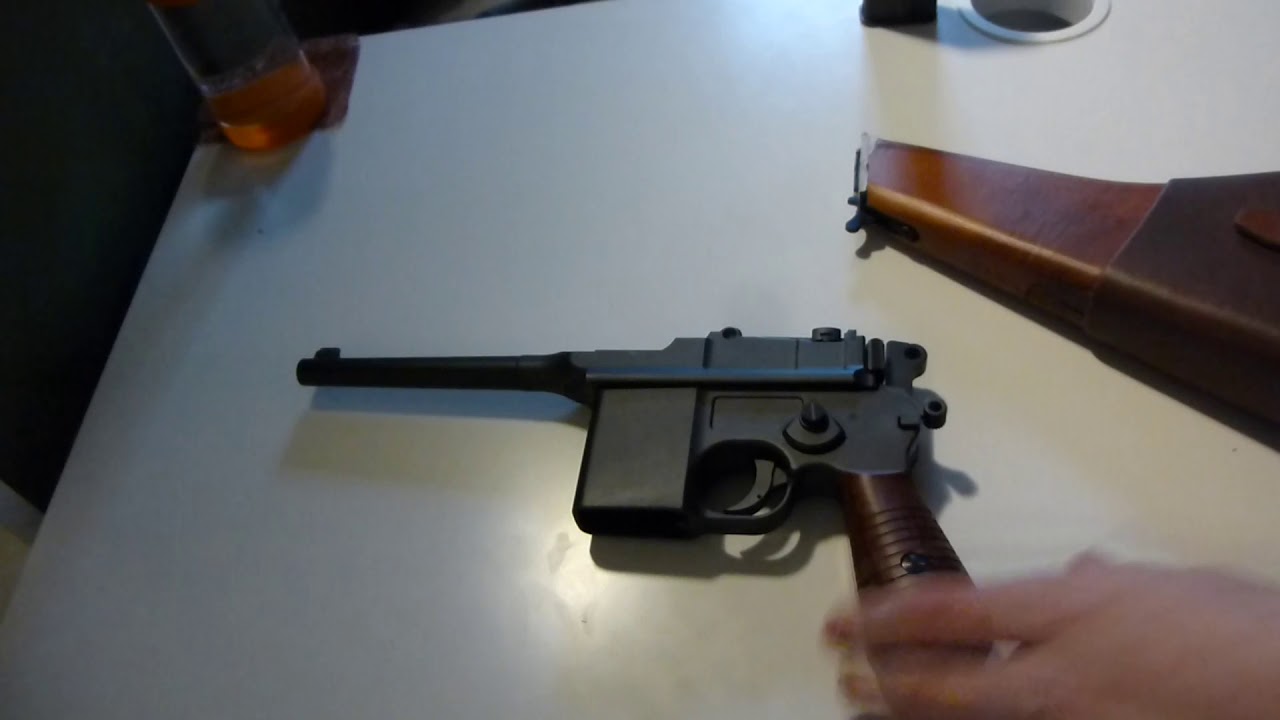 mauser c96 bb gun with stock!!!!! - YouTube