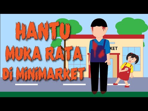 Hantu muka rata di minimarket - Animasi kartun horror - YouTube
