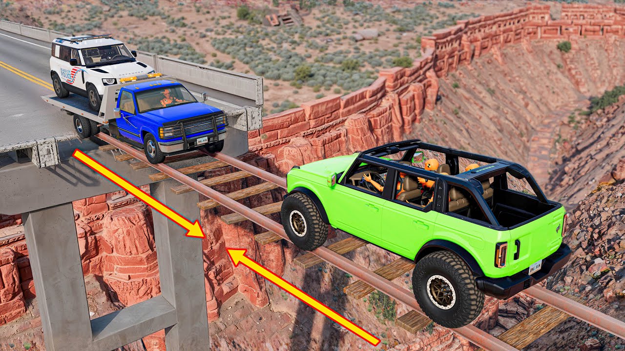 Cars vs Train Tack on bridge BeamNG Drive Challenge Ends in Total ...