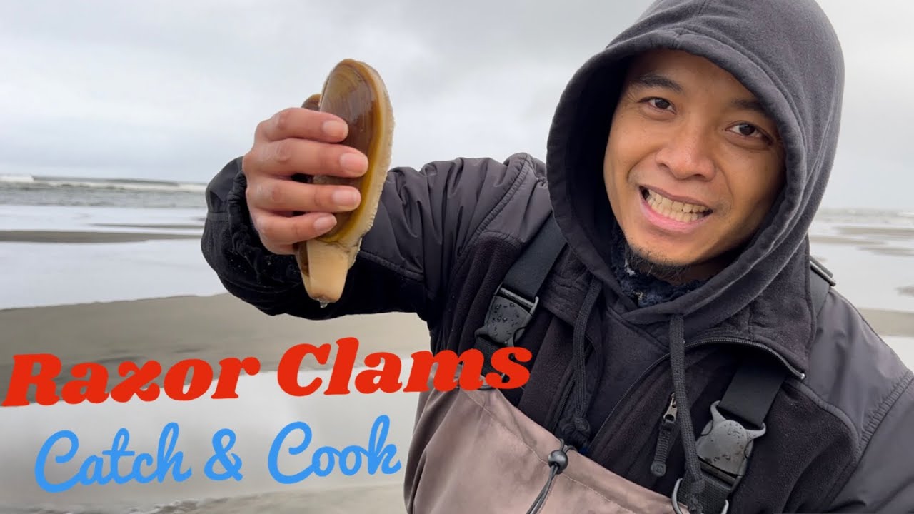 Long Beach razor clam digging Catch & Cook - YouTube