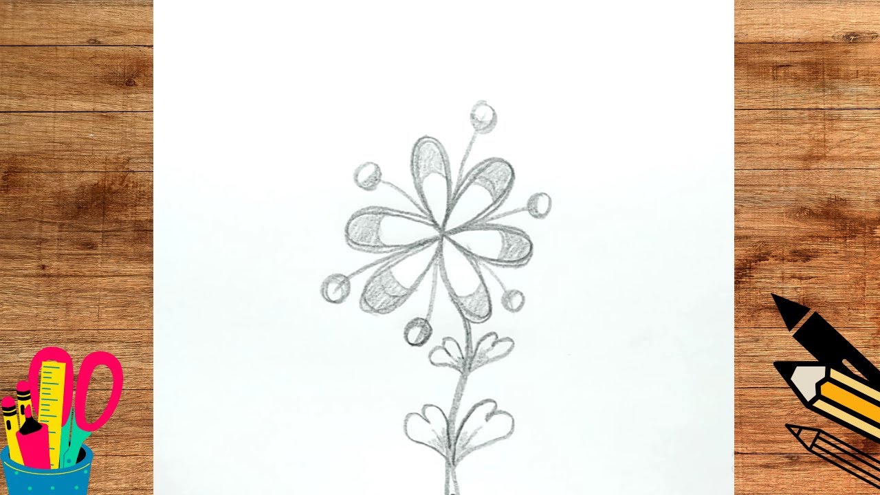 Simple Flower Drawing Step By Step - YouTube