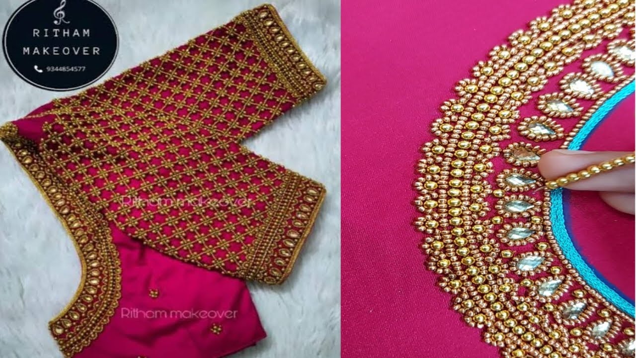Aari work \ Aari work Bridal blouse tutorial for beginners Easy method ...