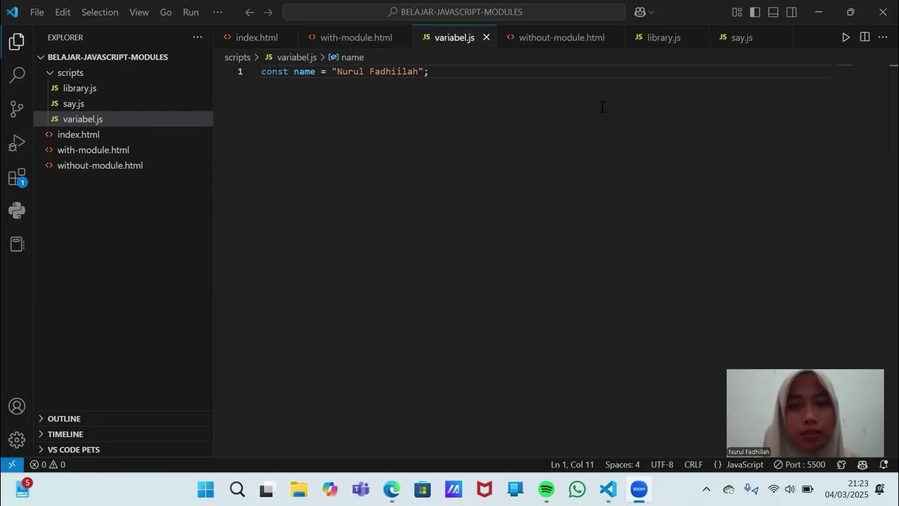 LIVE CODING JAVA SCRIPT MODULE || NURUL FADHILLAH - YouTube