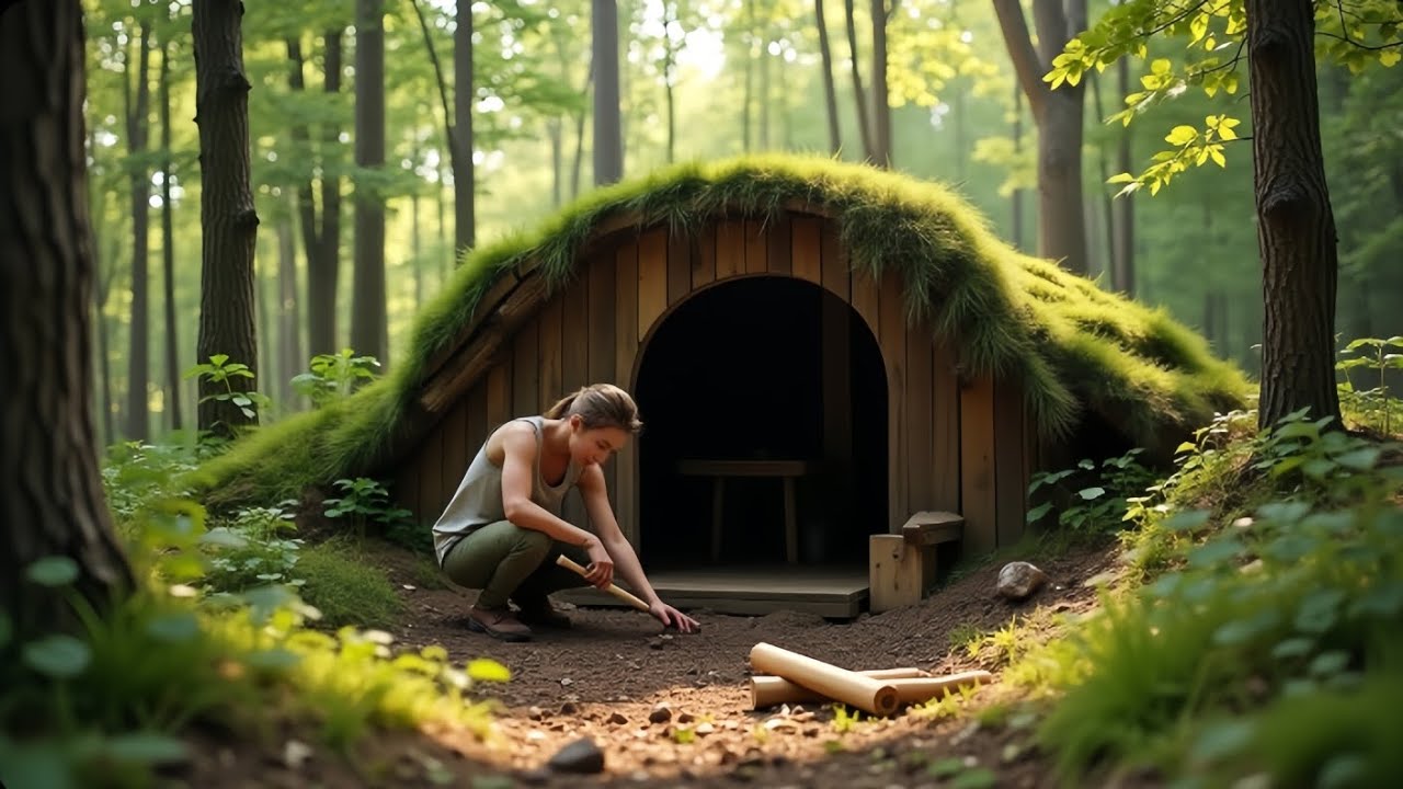 Building a Hidden Warm Survival Shelter | Underground Dugout in the ...
