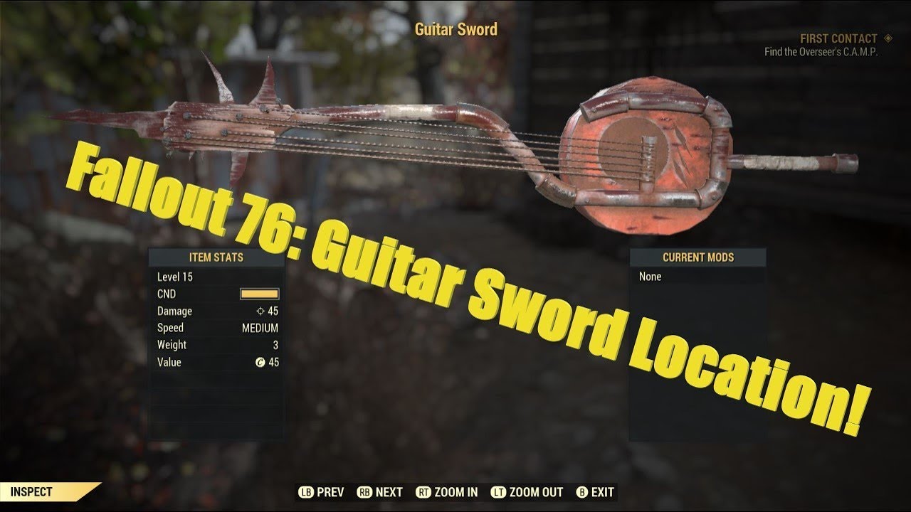 Fallout 76 - Rare Weapons Guide - Guitar Sword Location! - YouTube