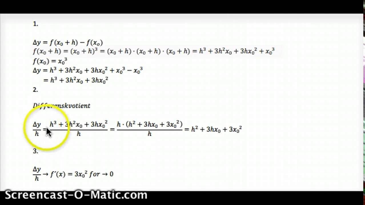 Differentiering af f(x)=x^3 vha. tretrinsreglen - YouTube