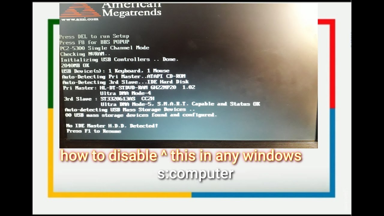 How to disable press F1 key by using boot option s:computer channel ...