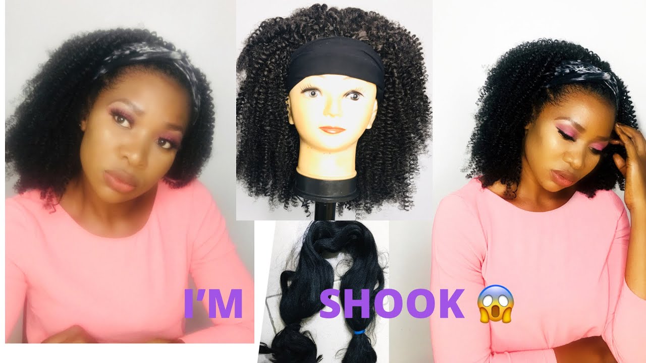 NO SEWING/GLUE | KINKY CURLY HEADBAND WIG USING XPRESSION BRAIDING HAIR ...