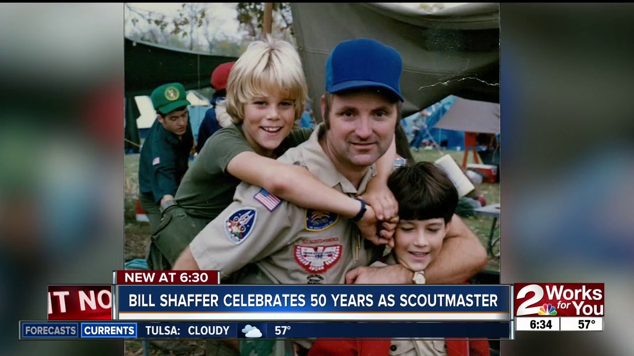Bill Shaffer celebrates 50 years as scoutmaster for local troop - YouTube