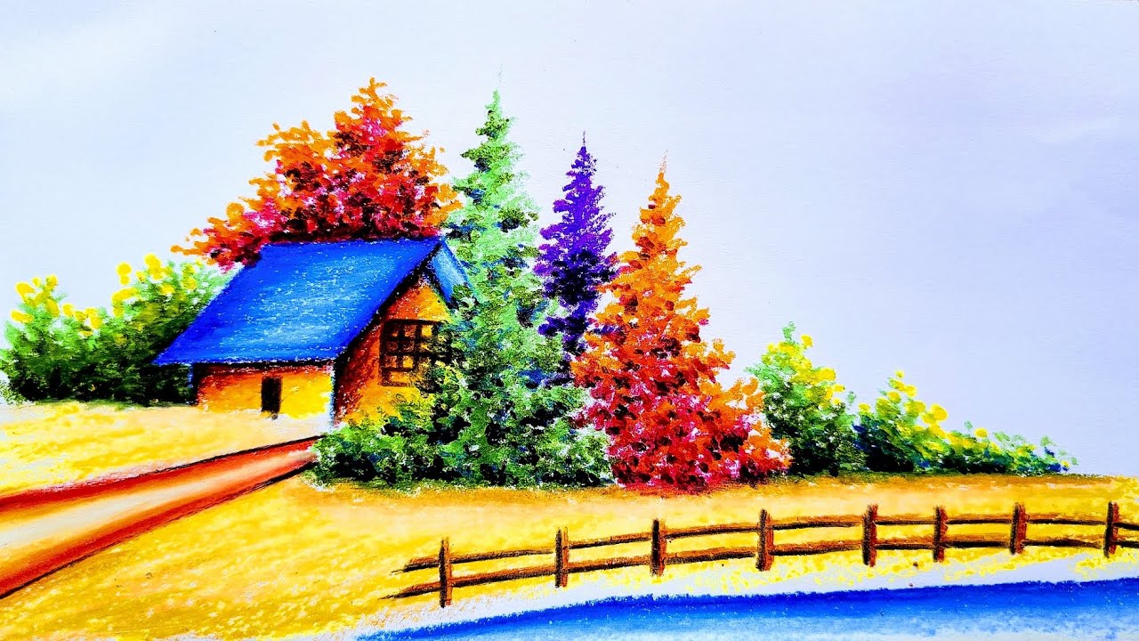 Landscape drawing easy beautiful/Landscape drawing easy - YouTube