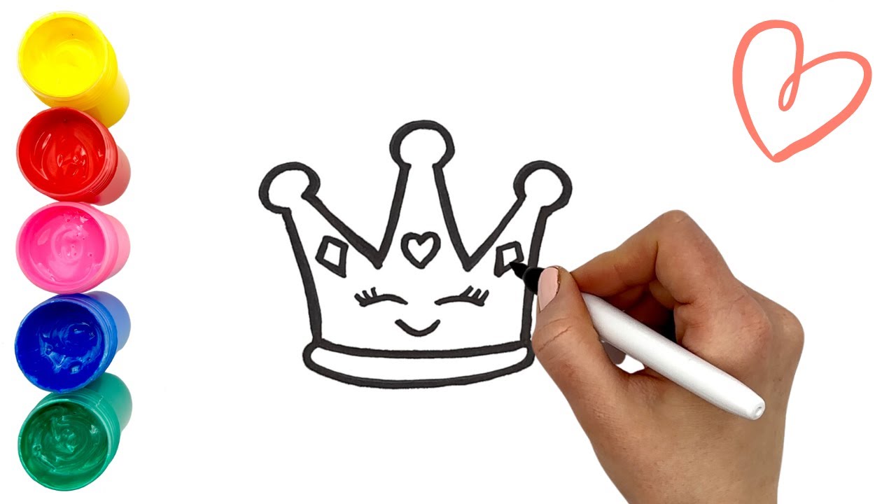 How to draw a shiny crown | KAWAII | EASY | learn colors for kids and ...