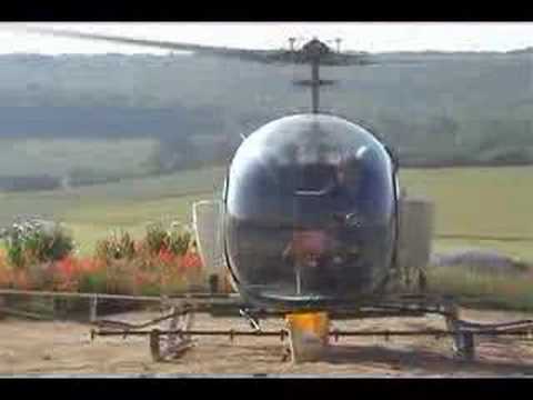 helicopter spraying take off contest - YouTube
