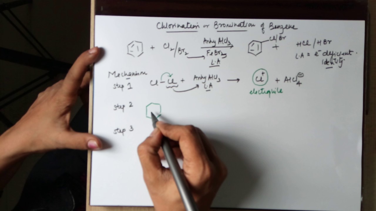 Halogenation of benzene (mechanism) by Seema Makhijani - YouTube