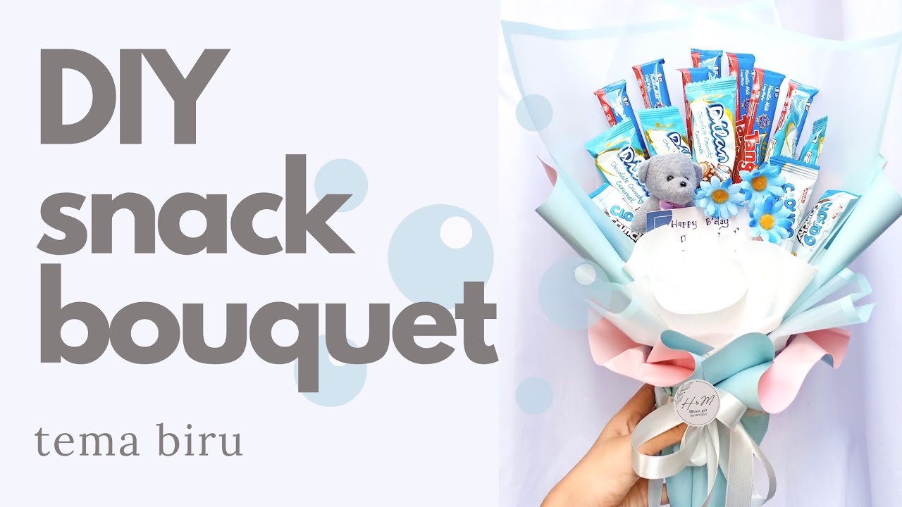 CARA BUAT BUCKET SNACK MUDAH TEMA BIRU - YouTube