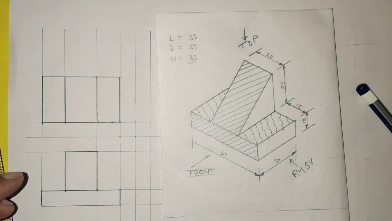 सेशनलल फाईल असाइनमेंट-THIRD ANGLE PROJECTION WITH SYMBOL (INCLINED LINE ...