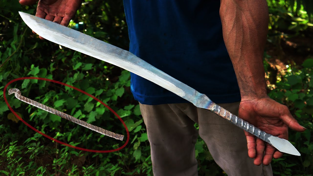 FORGING / MAKING A SUPPER SHARP MACHETE FROM A PIECE OF REBAR - YouTube