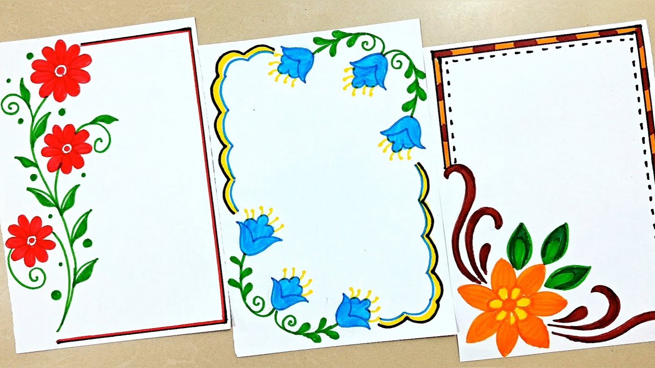 3 Easy design borders |Project work border designs |Simple project work front page design ...