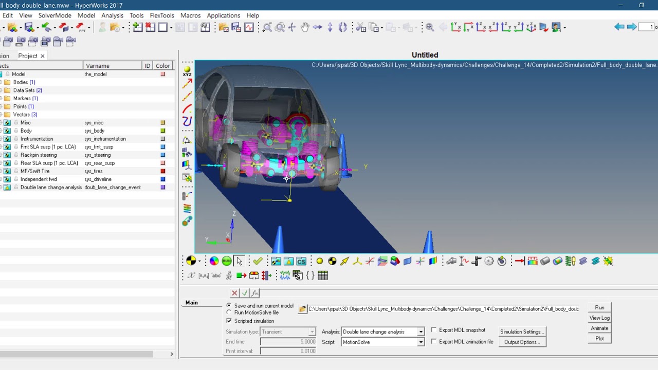 Full Vehicle Body with SLA suspension System using Double Lane Change ...