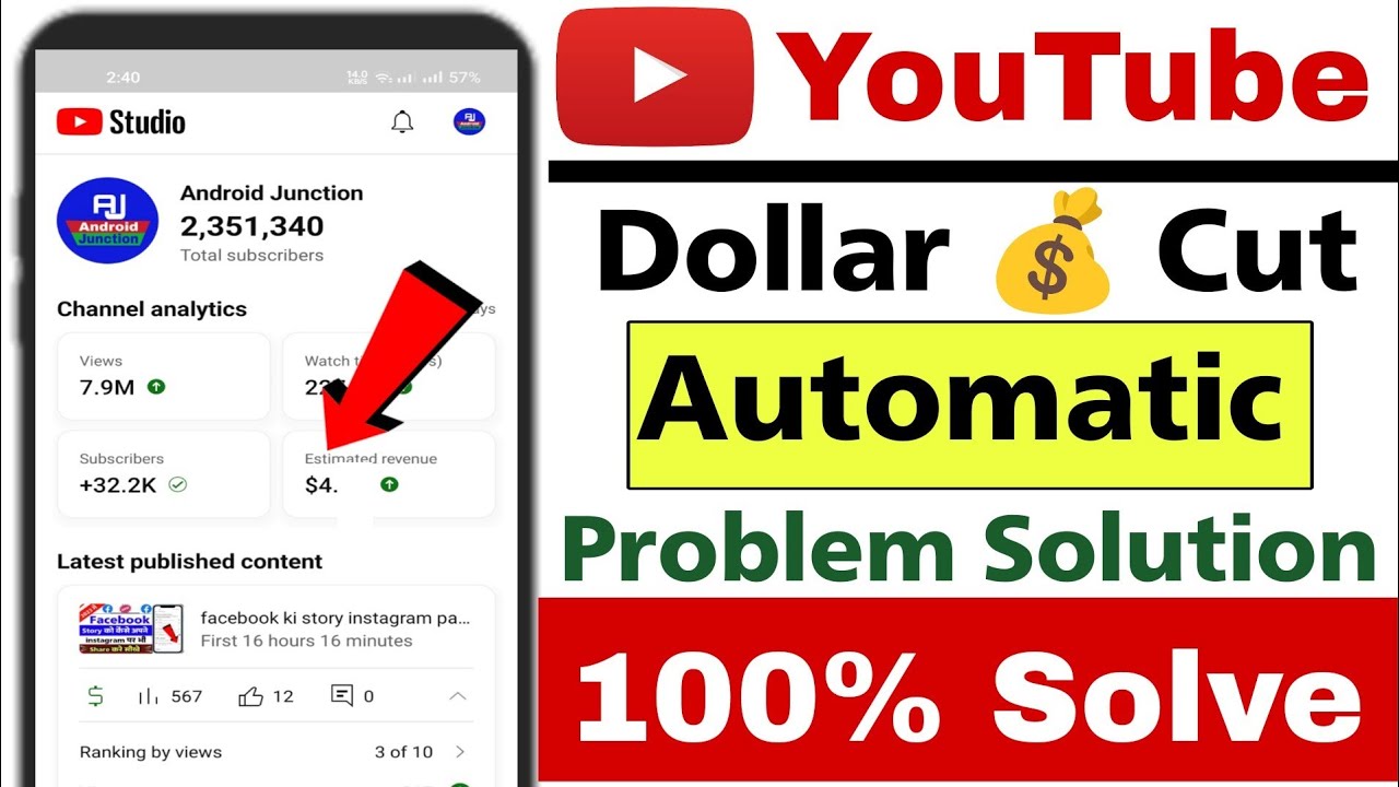 youtube studio dollar cut problem | yt studio dollar cut | youtube revenue decrease problem 2023 ...