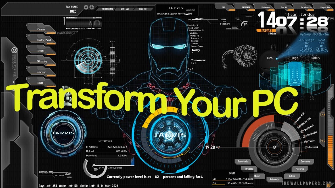 Desktop customization Windows 11 Rainmeter - YouTube