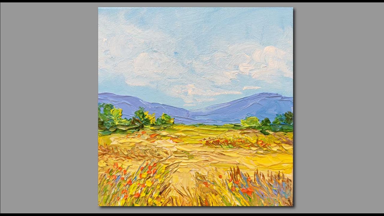 Acrylic Painting techniques- Impressionisic field/ Palette Knife ...