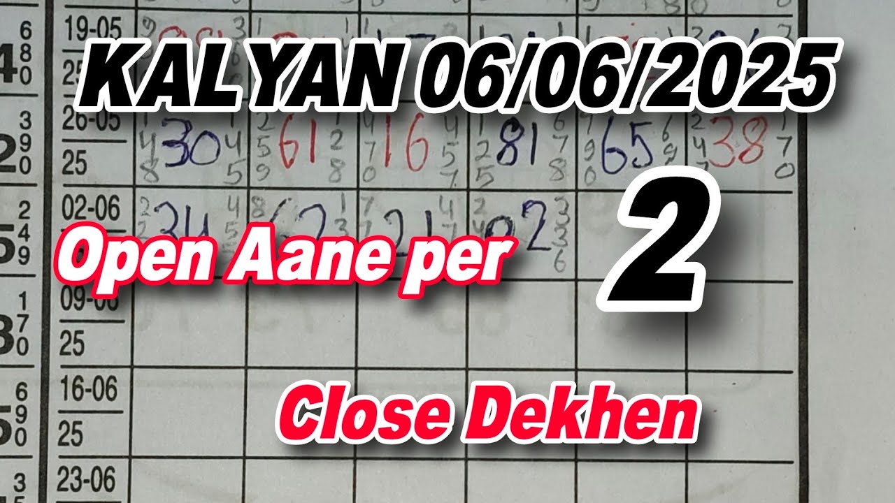 Kalyan Chart 06-06-2025 | Kalyan Single Open Panel Line Trick | Kalyan ...