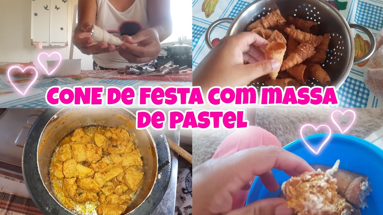 CONE DE FESTA COM MASSA DE PASTEL 🤤🥰💕 #receitafacil #conedefesta #massadepastel - YouTube