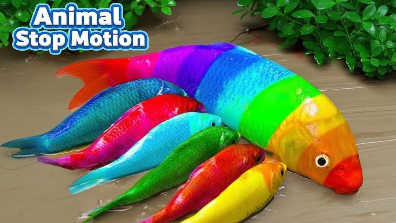 Catch Freshwater Fish in Giant Colorful Eggs | Animal Stop Motion Fish ...