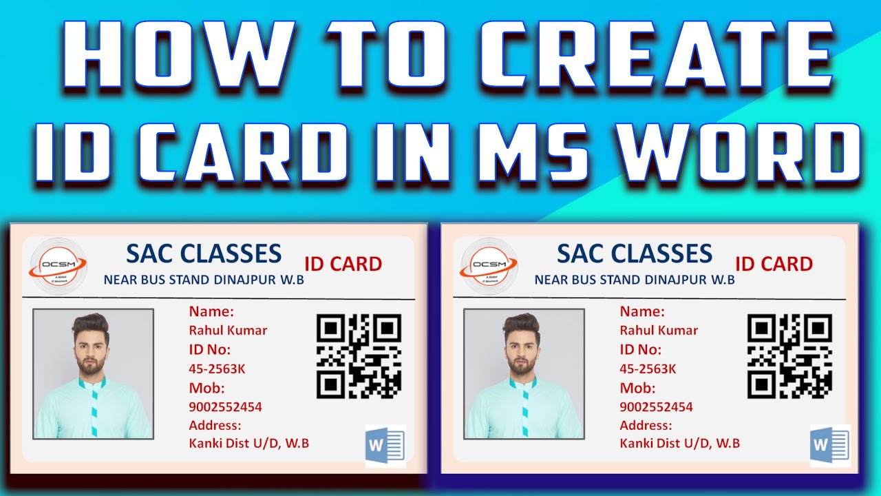 How to Create ID Card For Students In Ms Word Within 10 Minutes|| ID ...