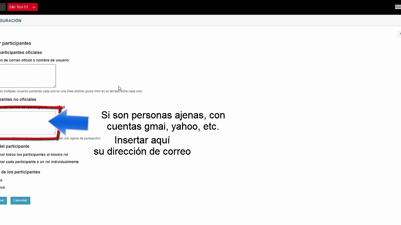 Añadir participantes a un sitio de MiAulario - YouTube