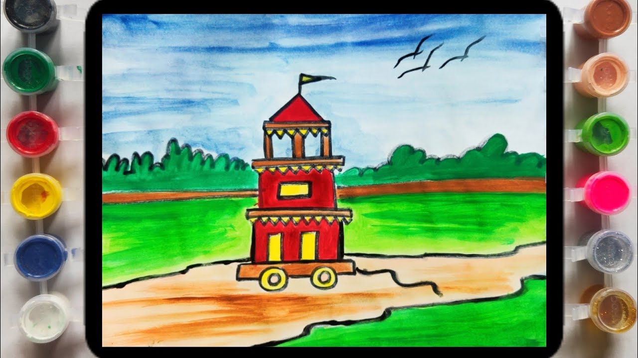 Rath yatra drawing easy step by step | How to draw Rath | Easy Rath ...