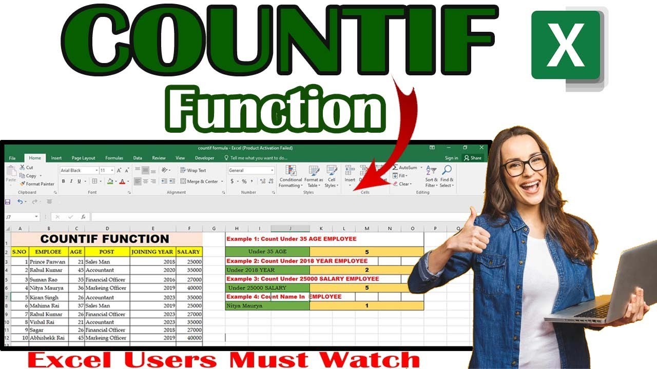 How to use COUNTIF Formula in Microsoft Excel | COUNTIF Function in ...