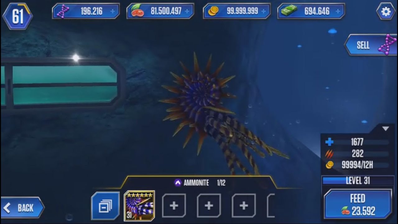 AMMONITE Level 40 Jurassic World The Game - YouTube