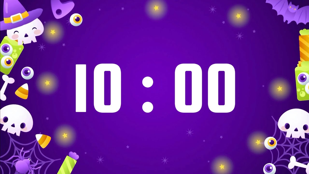 10 Minute Timer | With Playful Spooky Music & Alarm Bell | Purple and ...