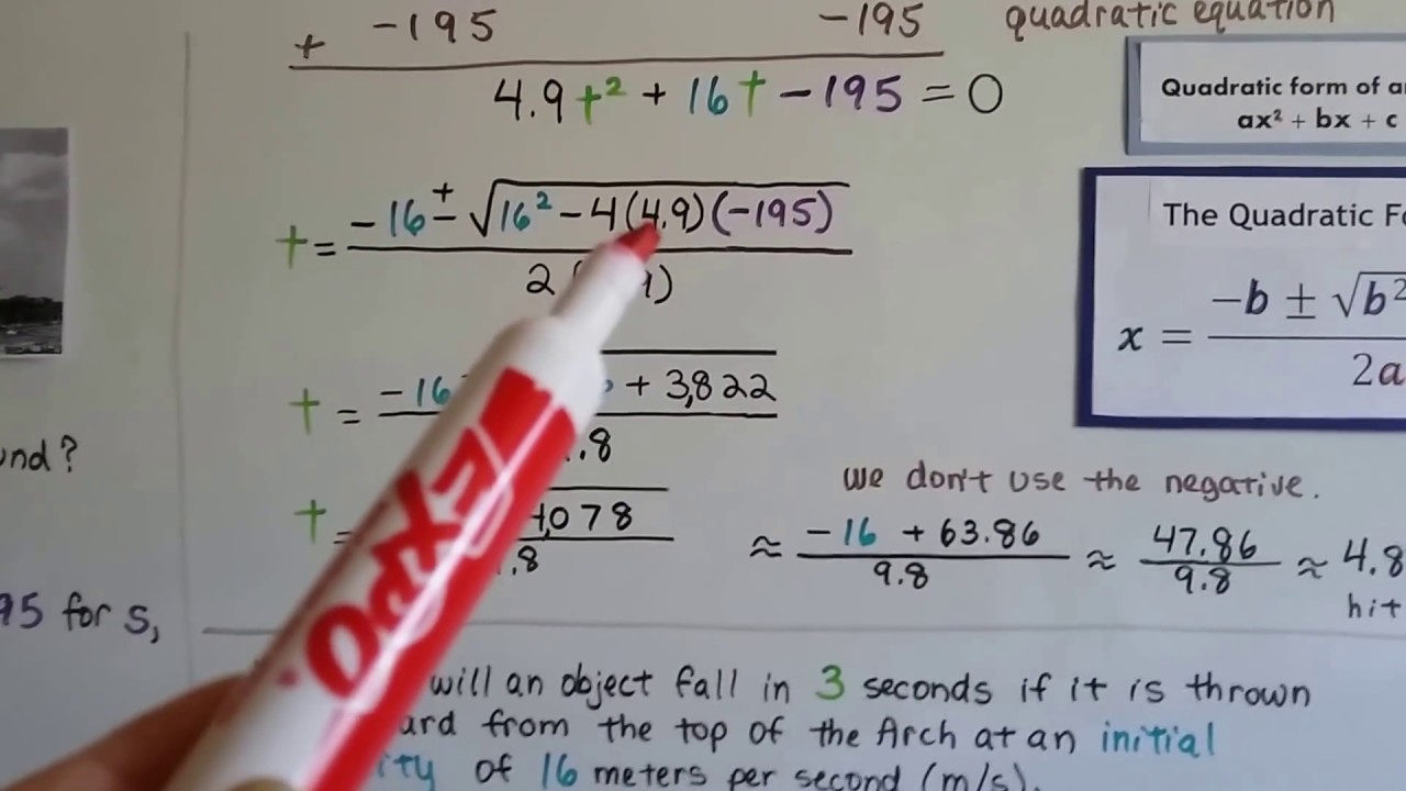Algebra II 8.6B, Falling objects & Quadratic Equations - YouTube