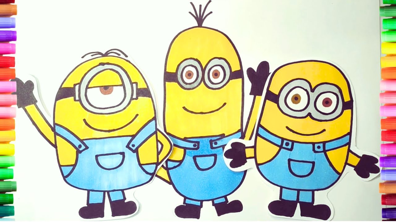 How To Draw Minions Kevin Bob And Stuart Easy Step By Step - Drawing ...