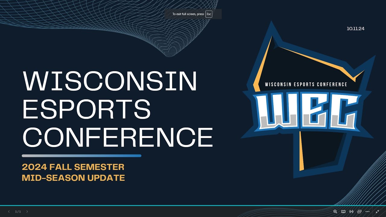 Wisconsin Esports Conference - Fall24 - Mid Season Update - YouTube