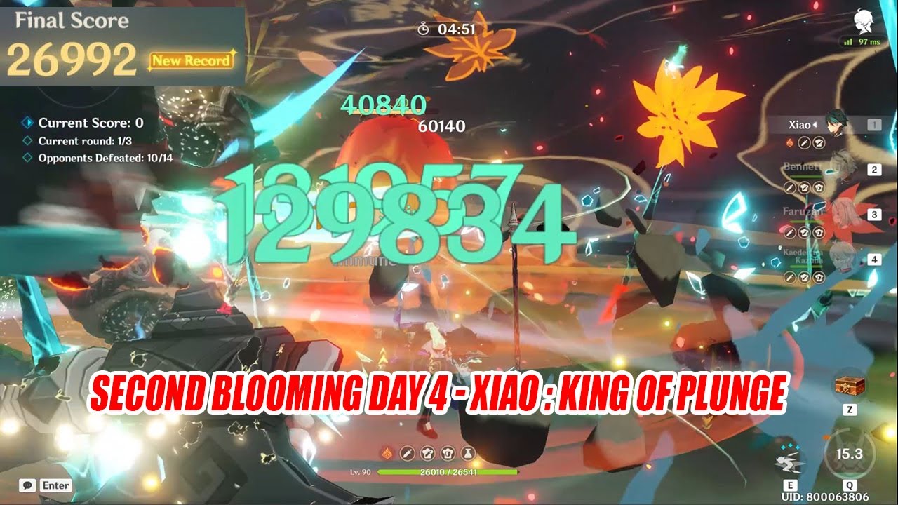 Second Blooming Day 4 : 26992 Score - Xiao King of Plunge Atk Showcase ...