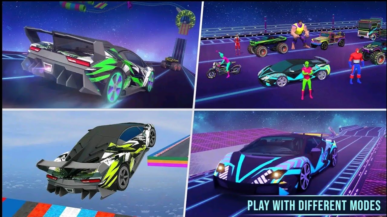 Mega Ramp Car Stunts 3D.Neon Light Ramp Car Racing - Android Gameplay ...